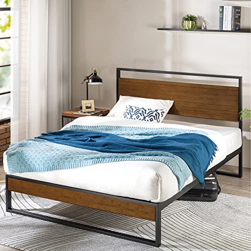 ZINUS Suzanne 44 Inch Bamboo and Metal Platform Bed Frame / Solid Steel Construction / No Box Spring Needed / Wood Slat Support / Easy Assembly, Chestnut Brown, King