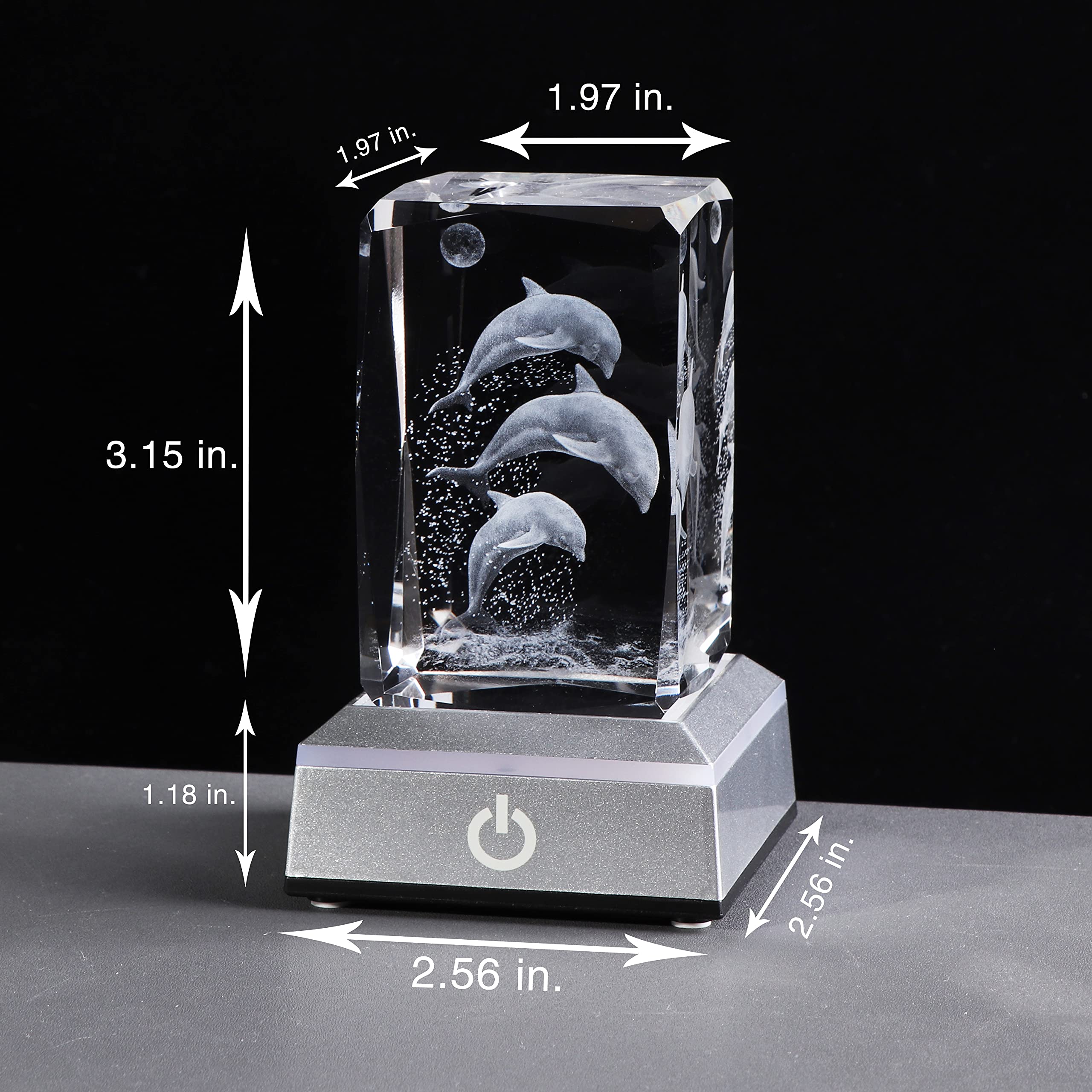 Qianwei 3D laser etched crystal dolphin gifts for women men,dolphin decor glass figurines statue stuff for room decorations Birthday for Lovers Keepsake Paperweight