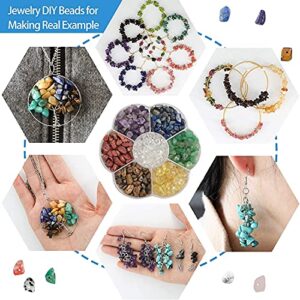 GangGangHao 7 Chakra Natural Chip Stone,About 628 Pcs Irregular Gemstones Healing Crystal Loose Rocks Bead Hole Drilled DIY for Bracelet Jewelry Making Crafting (5-8mm,7 Chakra Color Mix)