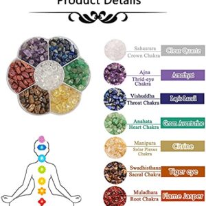 GangGangHao 7 Chakra Natural Chip Stone,About 628 Pcs Irregular Gemstones Healing Crystal Loose Rocks Bead Hole Drilled DIY for Bracelet Jewelry Making Crafting (5-8mm,7 Chakra Color Mix)