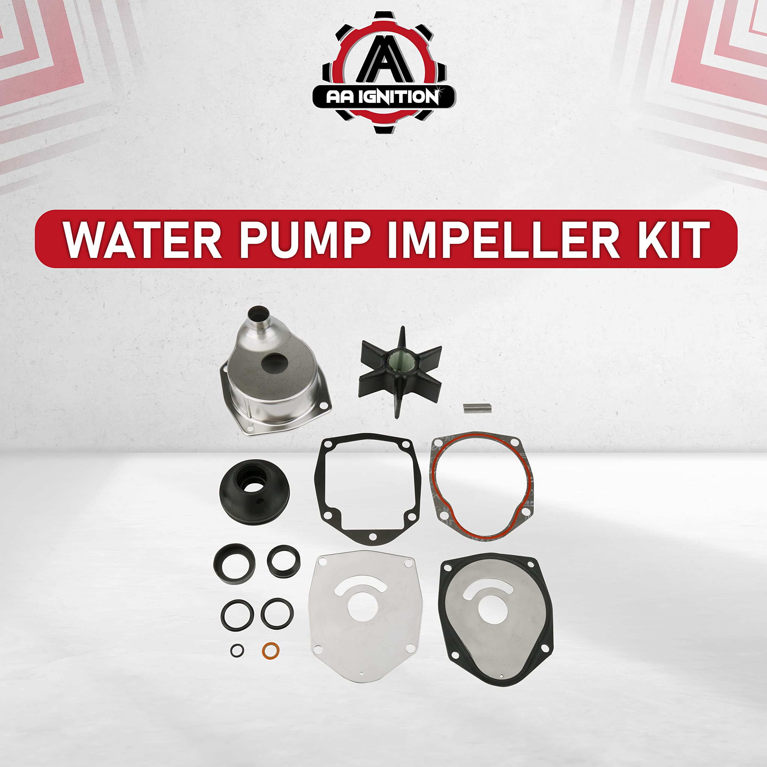 Water Pump Impeller Kit - Compatible with Mercury Marine and Mercruiser - 1991-2021 - Replaces 817275Q05, 817275T4, 18-3147, 9-48315, 12414 - Alpha One Gen 2 Engines - Stern and Vazer Drives