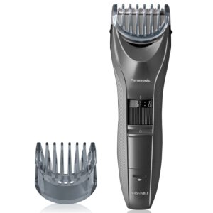 panasonic performance hair clippers with 2 attachments and adjustable length settings, corded or cordless trimmer for hair and beard - er-gc63-h (silver)