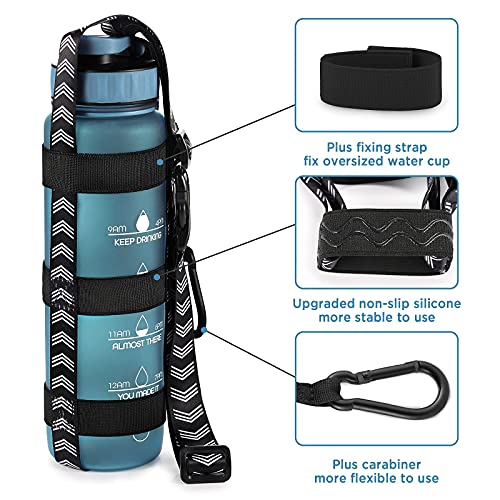 EasyAcc Water Bottle Handle Shoulder Strap, for 12oz - 64 oz Owala Hydro Flask Wide Mouth Water Bottles and Universal Water Bottles, with Carabiner, for Walking Hiking Camping (Bottle Excluded)