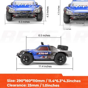 BEZGAR HS181 Hobby Grade 1:18 Scale Remote Control Trucks-4WD Top Speed 35 Km/h All Terrains Off Road Short Course Rc Truck,Waterproof RC Car with 2 Rechargeable Batteries for Kids and Adults