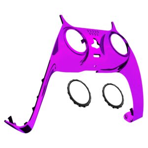 extremerate chrome purple glossy decorative trim shell compatible with ps5 controller, diy replacement clip shell, custom plates cover compatible with ps5 controller with accent rings