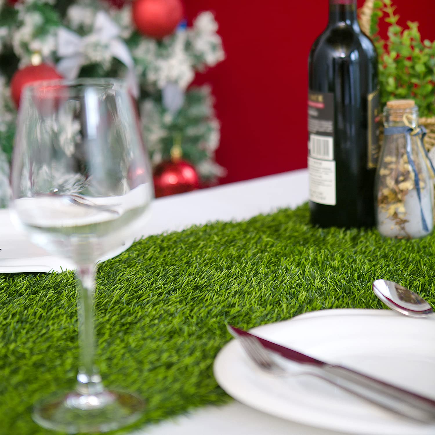 Artificial Grass 14 x 144 inch Table Runner, Perfect for Spring, Fall Holidays, Parties, Catered Presentations, Baby Showers, Birthdays, Candy Buffets, Restaurant Decoration, Dessert Tables, Wedding