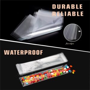 Voikinfo 100 pcs 2" x 5" Long Clear Resealable Cellophane Bags Self Sealing Treat Bags Cookie Bags with Adhesive Flap Gift Wrap Poly Bags Plastic Packaging 1.4 mil