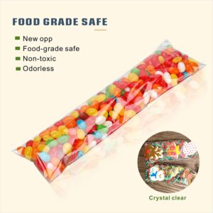 Voikinfo 100 pcs 2" x 5" Long Clear Resealable Cellophane Bags Self Sealing Treat Bags Cookie Bags with Adhesive Flap Gift Wrap Poly Bags Plastic Packaging 1.4 mil