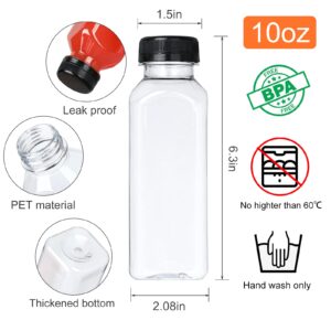 Wjzhfwzt 10oz Empty Juice Bottles with Caps, Pack of 24 Reusable PET Plastic Clear Water Bottle Recyclable Drink Bulk Containers with Leak-Proof Lids for Juice Water Milk and Beverages