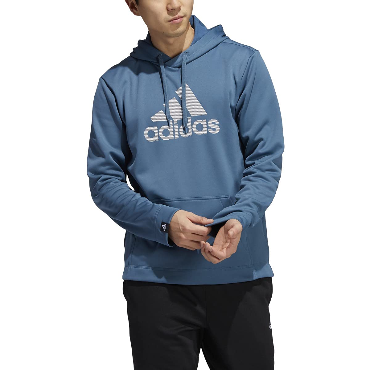 adidas Men's Game and Go Big Badge of Sport Hoodie, Orbit Indigo/Orbit Indigo, Large