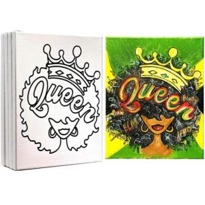 4 pack canvas painting bundle | pre drawn stretched canvas | afro queen 2 | birthday gift | adult sip and paint party favor | diy party… (8x10)