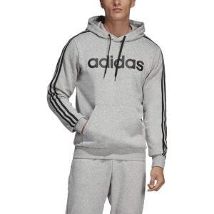 adidas men's essential 3-stripe logo hoodie, heather grey, xl