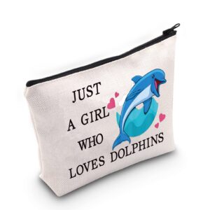 levlo funny dolphin cosmetic bag animal lover gifts just a girl who loves dolphins makeup zipper pouch bag dolphin lover gift (who loves dolphins)