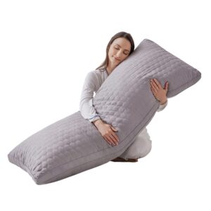 qeils body pillow for adults,long pillow for sleeping, large pillow insert for side sleepers - 21"x54"(grey)