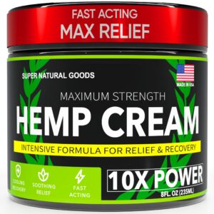 hemp cream maximum strength (8 oz) hemp oil & arnica cream, soothes discomfort on joint muscle shoulder hip neck knee & back support, all natural relief cream made in usa, instant lotion menthol rub