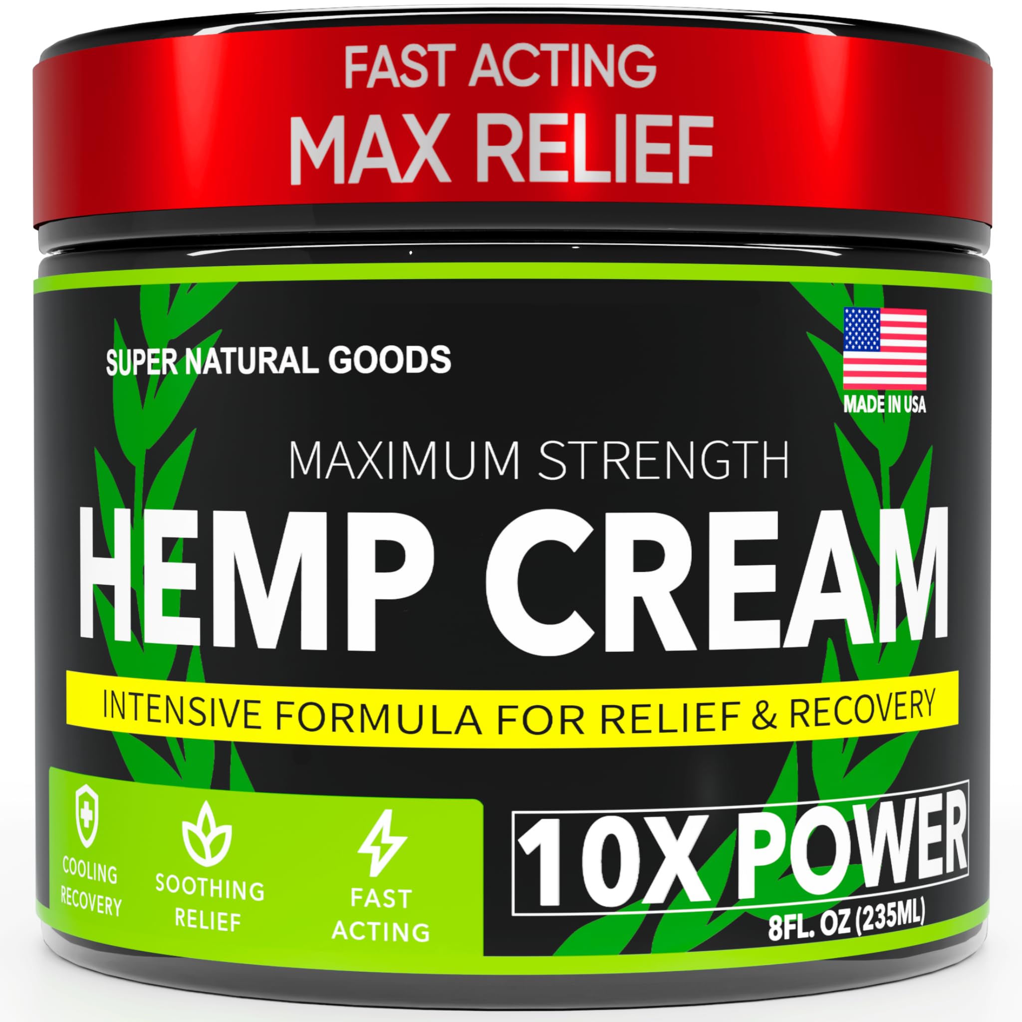 Hemp Cream Maximum Strength (8 oz) Hemp Oil & Arnica Cream, Soothes Discomfort on Joint Muscle Shoulder Hip Neck Knee & Back Support, All Natural Relief Cream Made in USA, Instant Lotion Menthol Rub