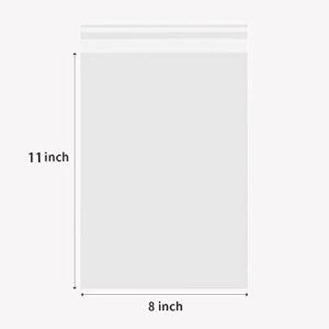 Yotelab Self Sealing Cellophane Bags Self Adhesive,8x11 Inch 100 Pcs Clear Resealable Cellophane Bags For Packaging Products, Clothing, Photos and Cards