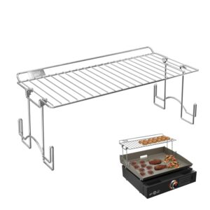 Yukon Glory™ Griddle Warming Rack, Designed for 17" Blackstone Griddles, One-Step Clip On Attachment, Portable and Collapsible