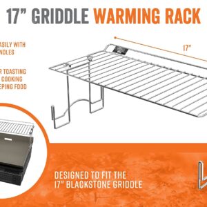 Yukon Glory™ Griddle Warming Rack, Designed for 17" Blackstone Griddles, One-Step Clip On Attachment, Portable and Collapsible