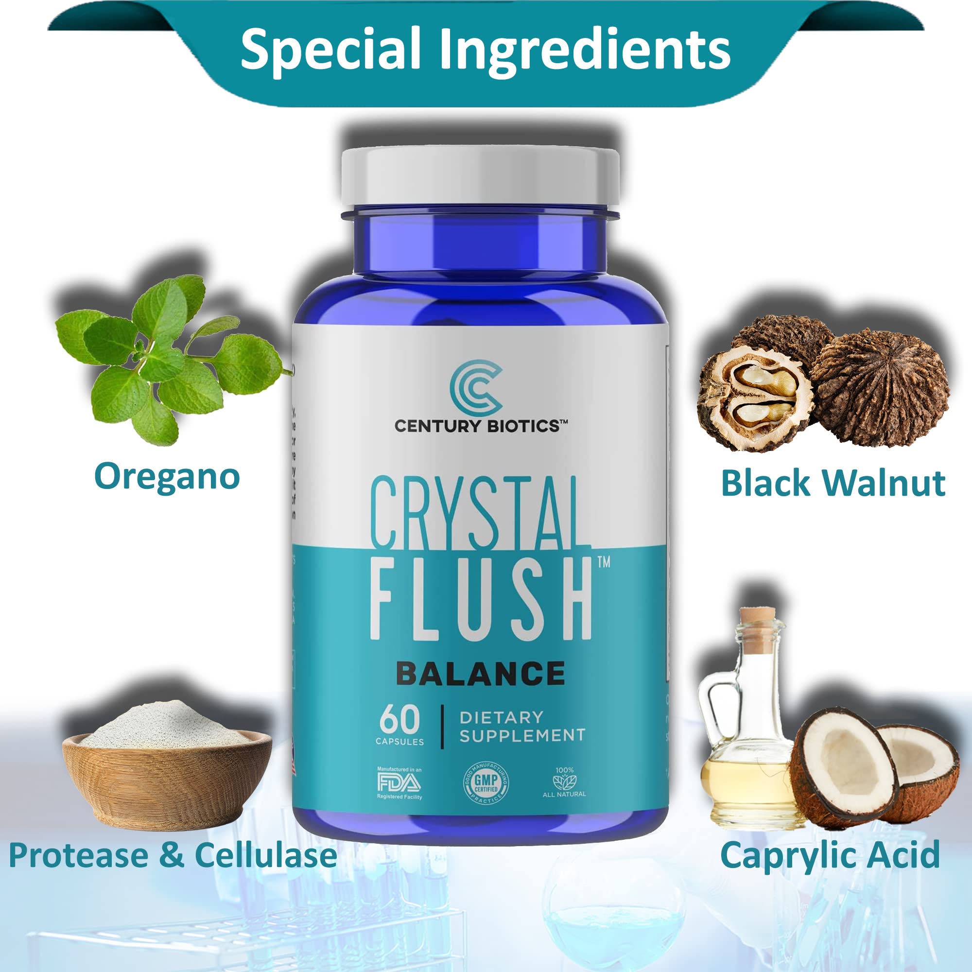 Crystal Flush Balance Feet Fungus Dietary Supplement Capsules Toenail Fungus Treatment - Nail Fungus Treatment For Toenail - Foot Repair Extra strength – Toe Nail Renewal - 60 Capsules