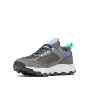 columbia women's hatana max outdry hiking shoe, dark grey/electric turquoise, 9