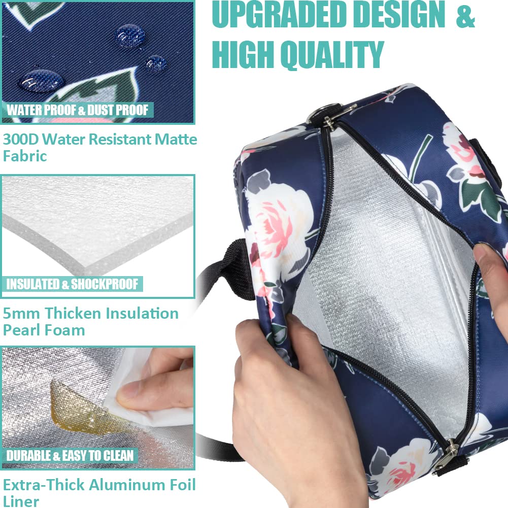 Insulated Lunch Bags for Women Men - Reusable Cooler Lunch Box for Office Work School Picnic Beach Workout Travel Gym- Freezable Tote Lunch Bag Organizer with Adjustable Shoulder Strap for Adult Kid