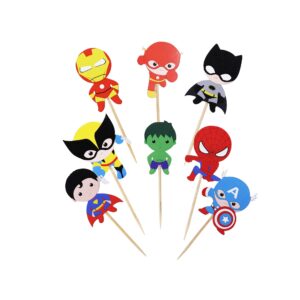 Confetti 24pc Cartoon Superhero Cupcake Topper for Kids Birthday Party Cake Decoration Supplies Super Heroes Cupcake Toppers Cupcake Toppers/Super Heroes Party Supplies/Superheroes Inspired