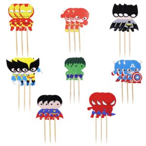 Confetti 24pc Cartoon Superhero Cupcake Topper for Kids Birthday Party Cake Decoration Supplies Super Heroes Cupcake Toppers Cupcake Toppers/Super Heroes Party Supplies/Superheroes Inspired