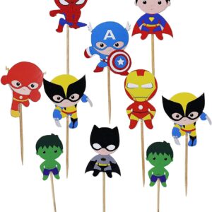 Confetti 24pc Cartoon Superhero Cupcake Topper for Kids Birthday Party Cake Decoration Supplies Super Heroes Cupcake Toppers Cupcake Toppers/Super Heroes Party Supplies/Superheroes Inspired