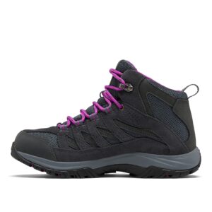 Columbia Womens Crestwood Mid Waterproof Boot Hiking Shoe, Graphite, Bright Plum, 7.5 US