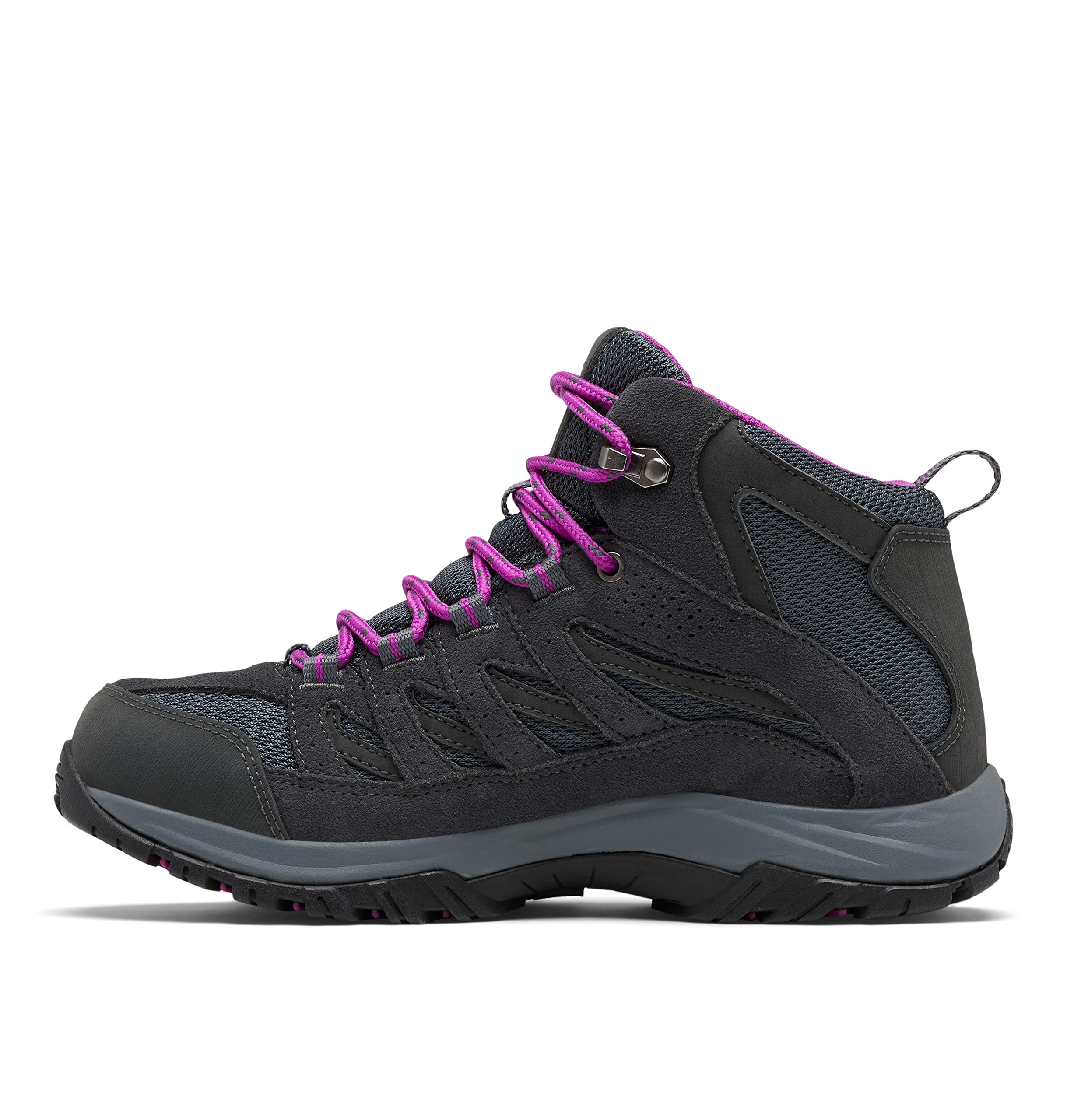 Columbia Womens Crestwood Mid Waterproof Boot Hiking Shoe, Graphite, Bright Plum, 7.5 US