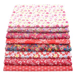 100% cotton fabric for sewing-8 pieces (20"x20"), floral cotton craft fabric, bundle squares fabric, diy cloths patchwork, material for quilting, pre-cut quilting fabric(red)