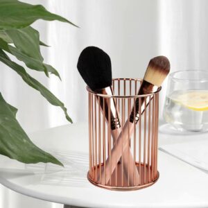 Pen Pencil Holder, Metal Wire Pen Pencil Cup Holders for Desk Cute Organizer, Makeup Brushes Cup Holder Organizer, 1PC Rose Golden, by XieNie