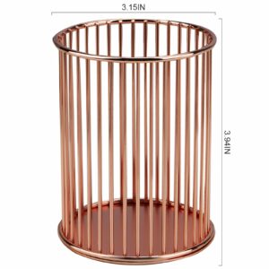 Pen Pencil Holder, Metal Wire Pen Pencil Cup Holders for Desk Cute Organizer, Makeup Brushes Cup Holder Organizer, 1PC Rose Golden, by XieNie