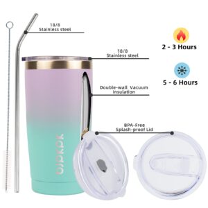 BJPKPK Insulated Stainless Steel Tumbler, Coffee Tumbler with Lid and Straw, Double Wall Vacuum Travel Mug, Powder Coated Leak-Proof Tumbler Cup,Oasis