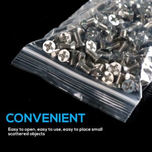 200pcs (100pcs 2 x 3" + 100pcs 3 x 4") Small Clear Plastic Poly Self Sealing Bags, Mini Resealable Bags Pockets, Reclosable Locking Baggies for Storage Jewelry, Snacks, Candy, Beads, Screws