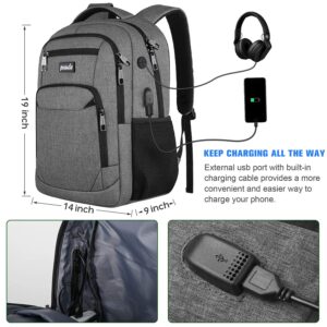 Paude Travel Backpack for Men and Women,17.3 inch School Backpack for Teens,Laptop Backpack with USB Charging port for Business College Trip