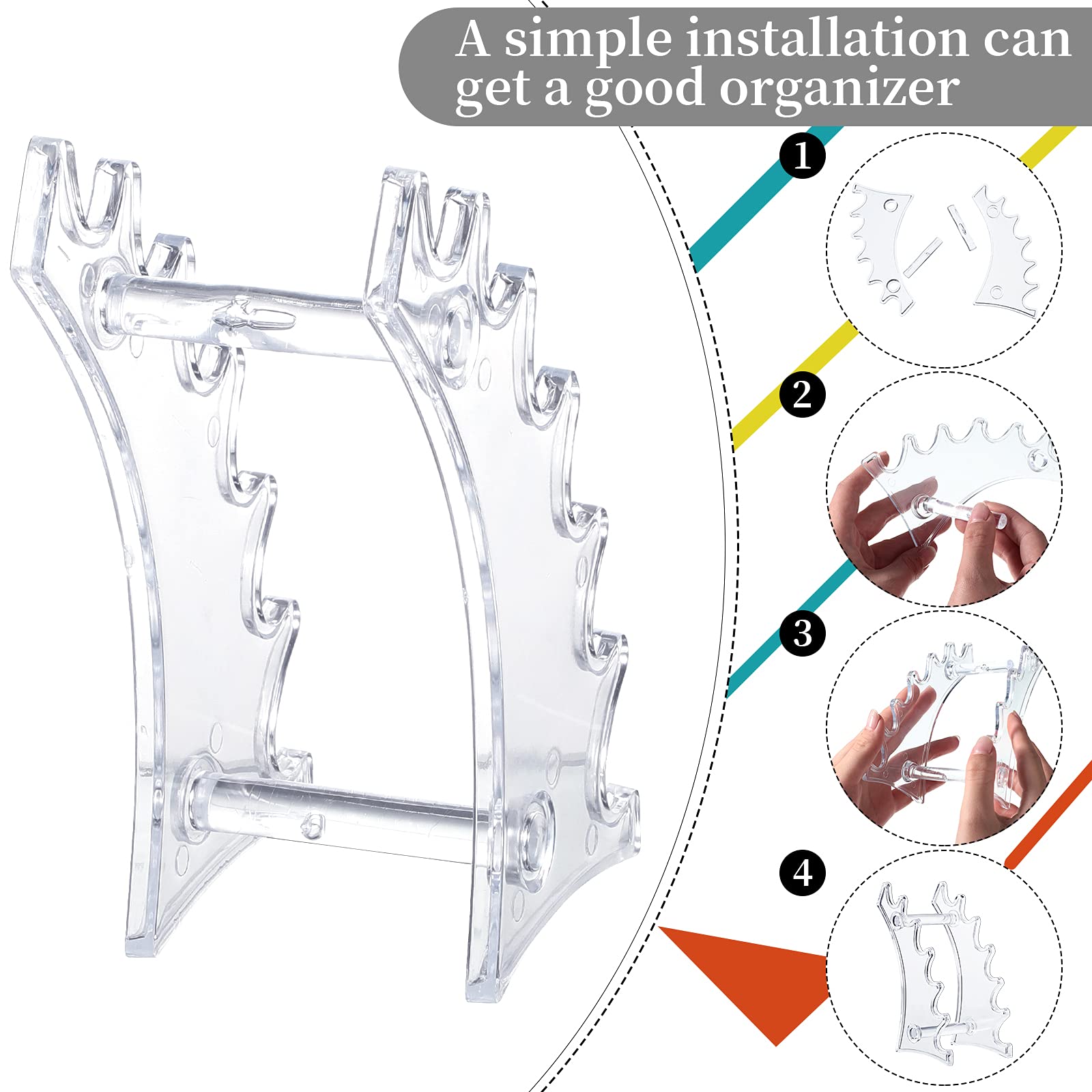 2 Pieces Plastic Pen Holder Stand 6-Slots Pen Display Stand Makeup Brush Rack Organizer Eyebrow Pen Display Stand Vertical Pen Display Stand Rack Acrylic Pen Holder for School Office Home (Clear)