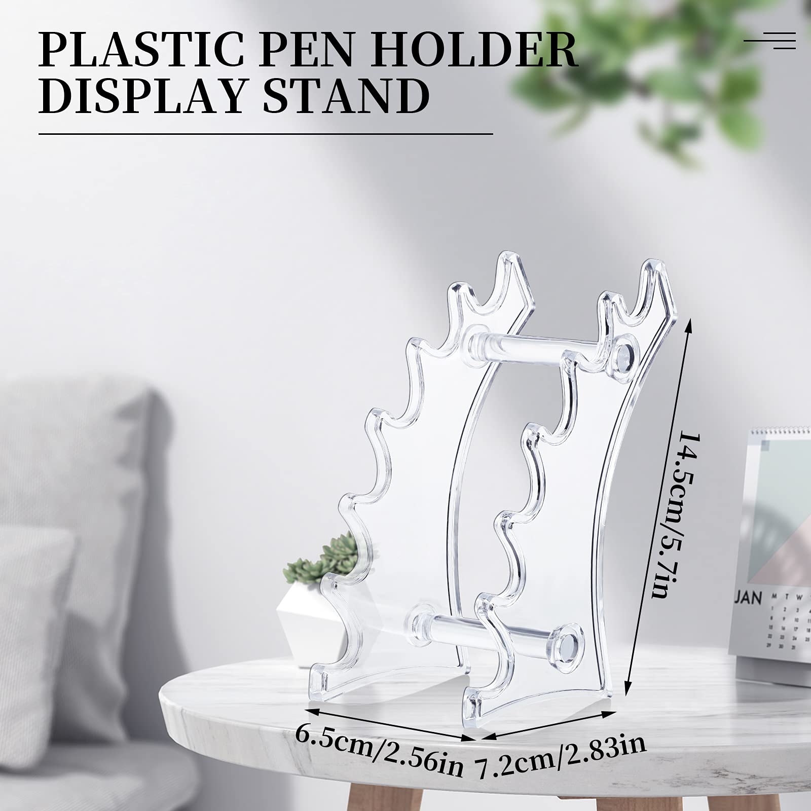 2 Pieces Plastic Pen Holder Stand 6-Slots Pen Display Stand Makeup Brush Rack Organizer Eyebrow Pen Display Stand Vertical Pen Display Stand Rack Acrylic Pen Holder for School Office Home (Clear)