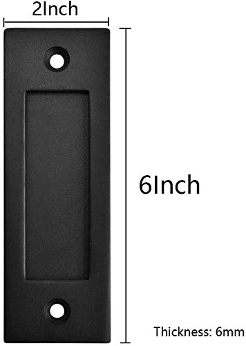 Fpz-bd 6" 2 Pack Sliding Barn Door Handle - Flat Black Flush Handle for Sliding Barn Closet/Drawers Door/Cabinets