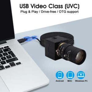 SVPRO Webcam 4K Ultra HD Web Camera 10X Optical Zoom Camera with 5-50mm Varifocal Lens, 3840x2160@30fps Super High Definition Cameras for Computers/Laptop/Desktop, Sony IMX415 Sensor USB Camcorder