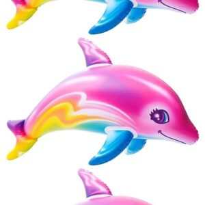 Colorful Rainbow Dolphin Inflates | 3 Pc Set | 36 Inch | Inflatable Pool Toys and Decorations