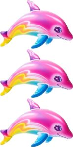 colorful rainbow dolphin inflates | 3 pc set | 36 inch | inflatable pool toys and decorations