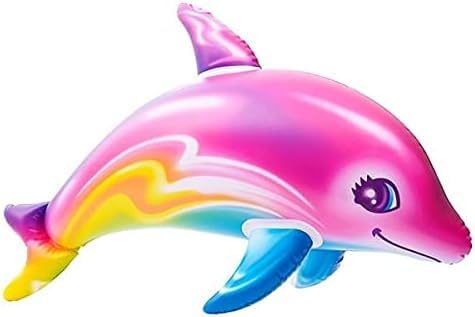 Colorful Rainbow Dolphin Inflates | 3 Pc Set | 36 Inch | Inflatable Pool Toys and Decorations