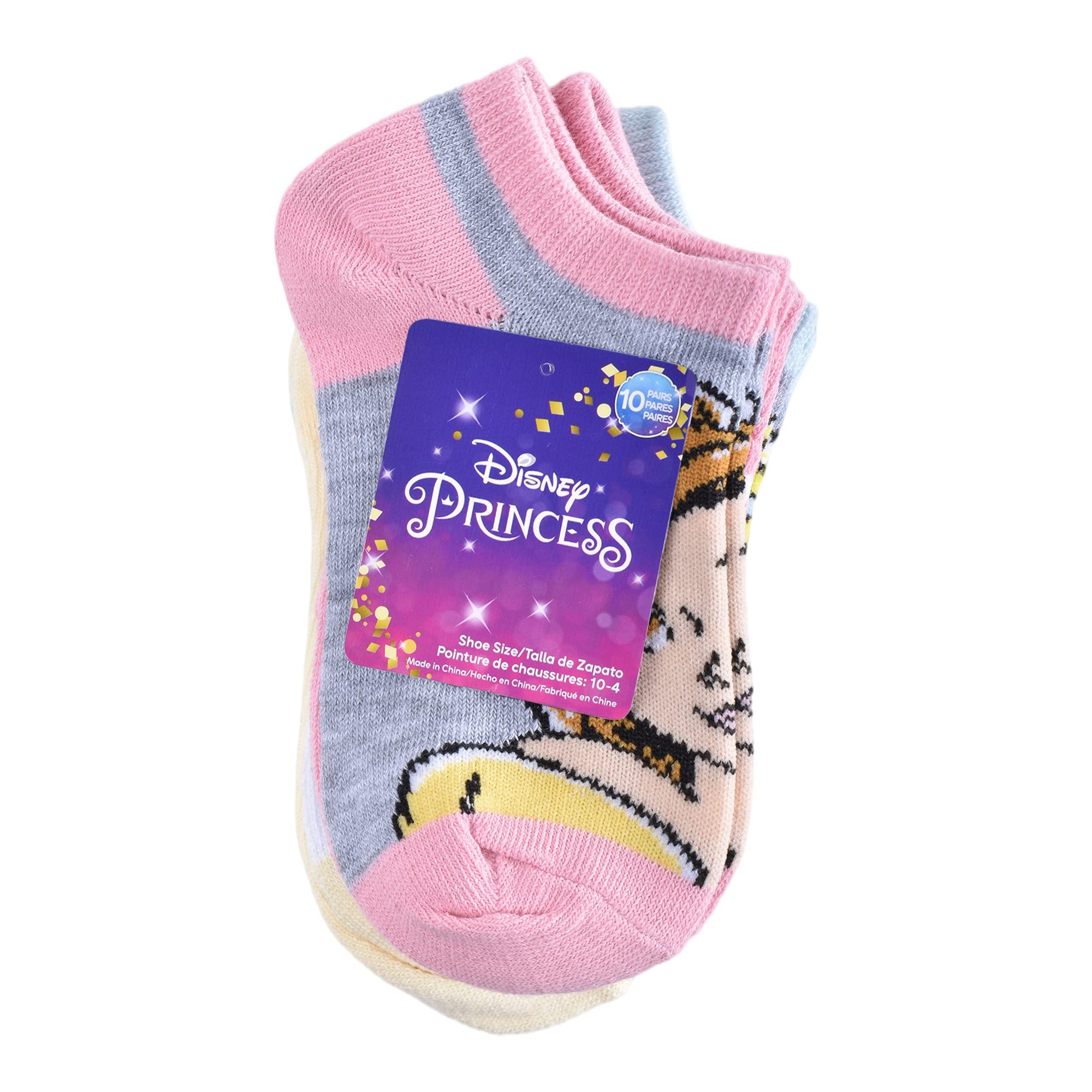 Disney Princess girls No Show Socks, Grey Heather (10 Pack), Medium US