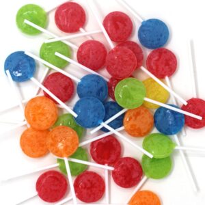 sour lollipops candy suckers - assorted fruit flavors red orange green blue colors - lollypops for red light green light classic lollypop- 31 lollipops-