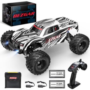 bezgar hm121 1:12 scale rc truck - 4x4 offroad waterproof high speed 45+ km/h remote control truck for all terrains, 2.4ghz 4wd fast rc cars for adults and kids boys with 2 rechargebale batteries