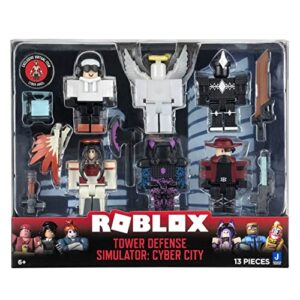 roblox action collection - tower defense simulator: cyber city six figure pack [includes exclusive virtual item]