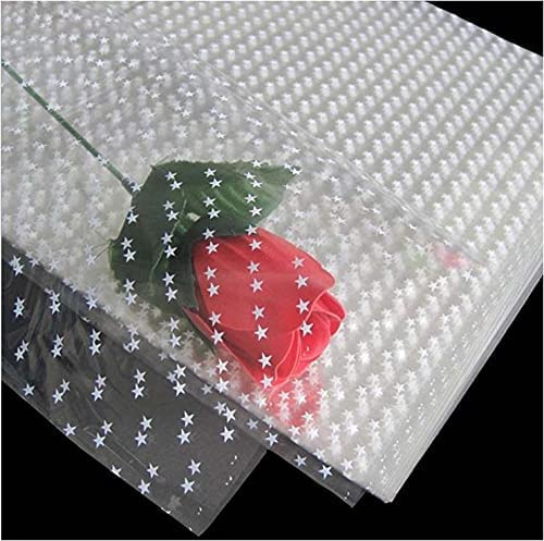 JOSON 50 sheets of transparent Small star pattern cellophane flower wrapping paper OPP material waterproof material plastic gift wrapping paper