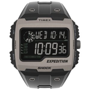 timex men's expedition grid shock 50mm quartz resin strap, black, 16 casual watch (model: tw4b24900vq)